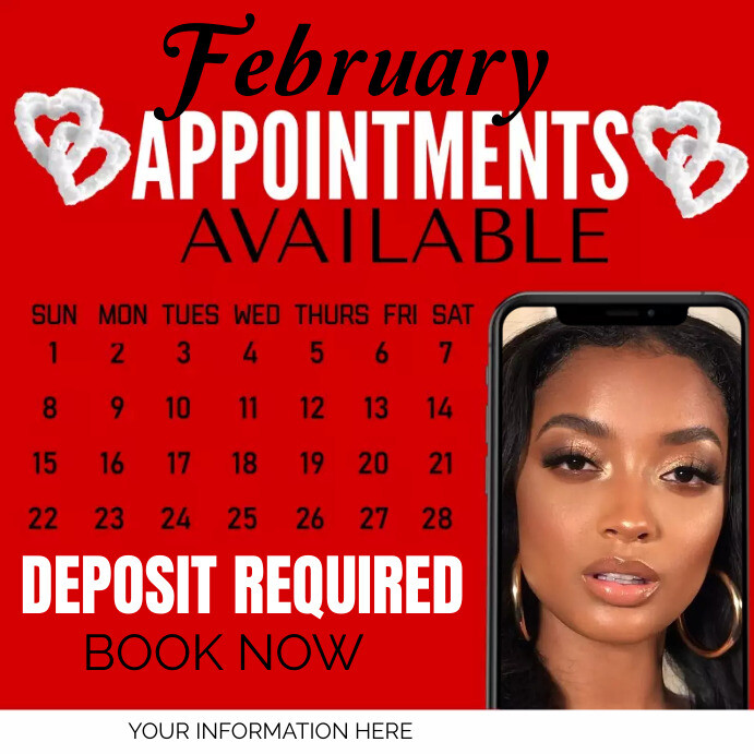 Red | Book Now | Appointments Available Template | PosterMyWall